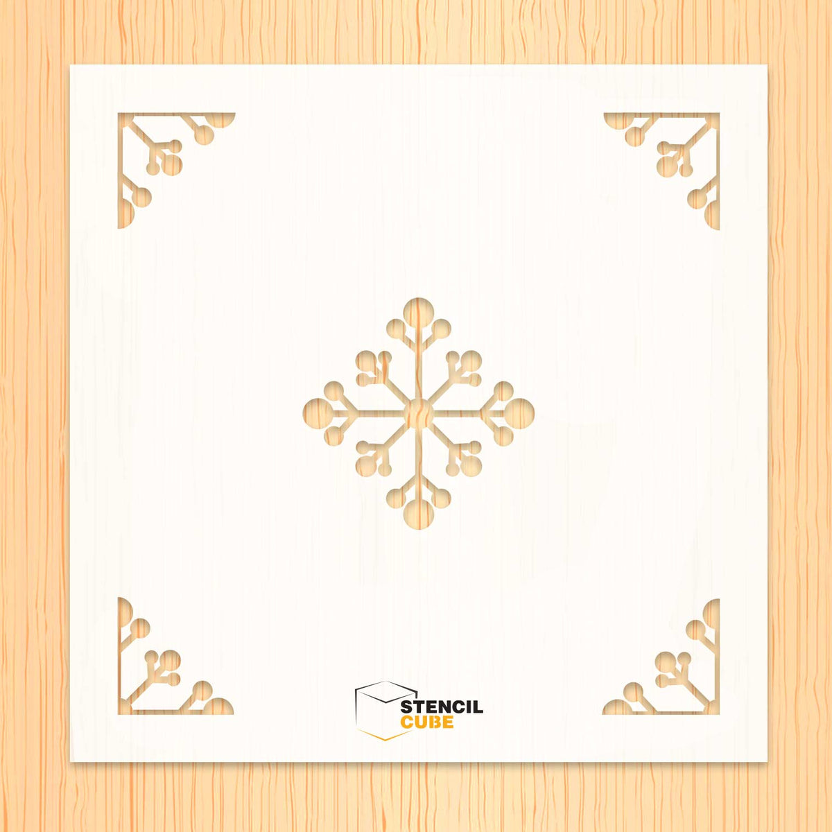 Seamless Pattern of Circle Leaves Snow Flakes Stencil | Stencilcube