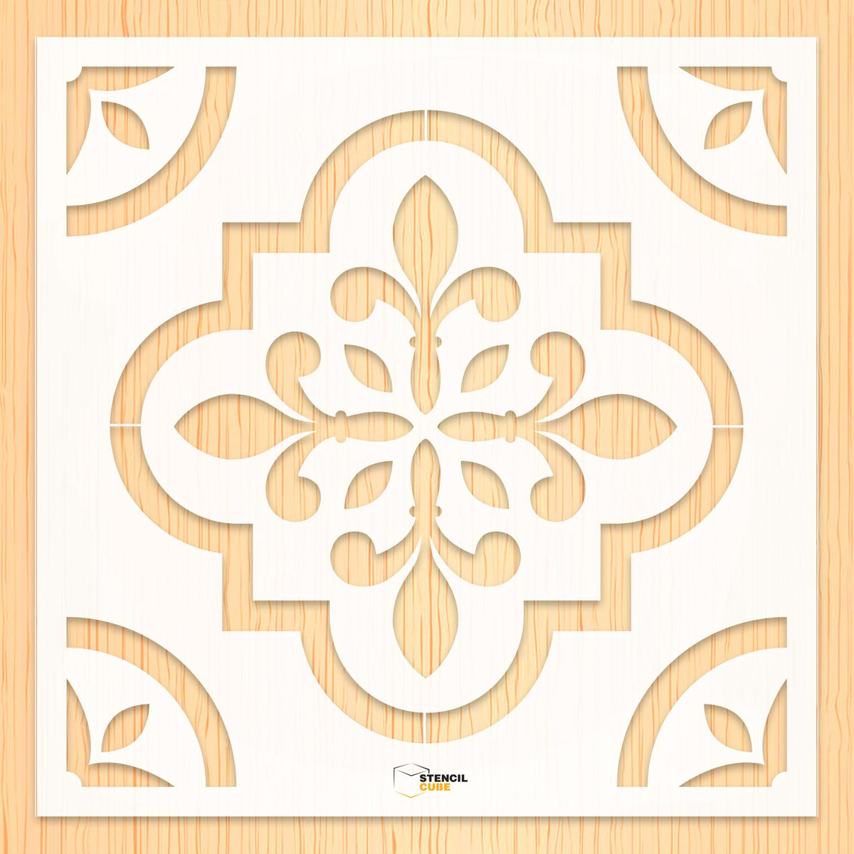 Elegent ornamental floor tile pattern stencil – Stencilcube