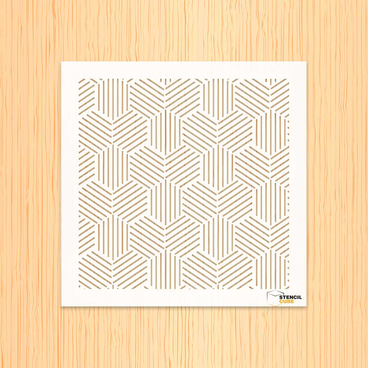 Hexagon with Line Wall Pattern Stencil – Stencilcube