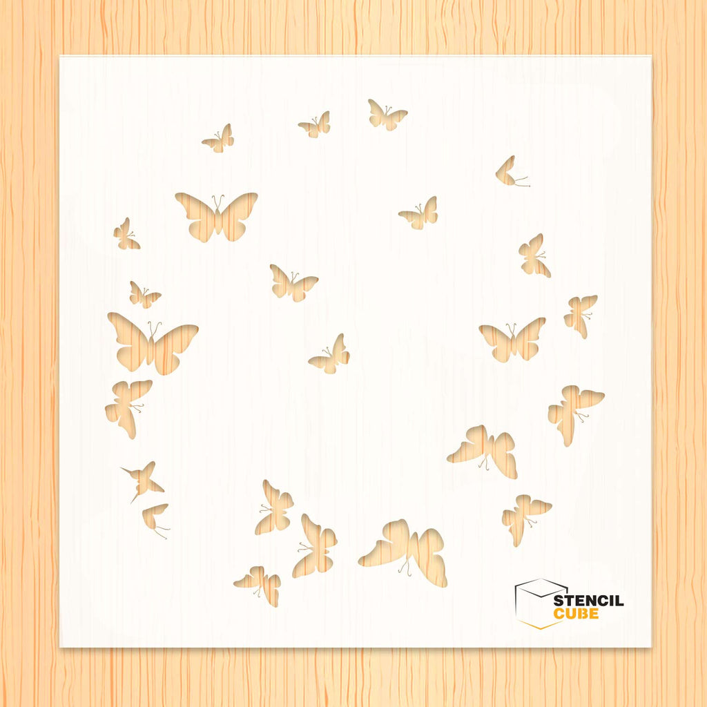 Flock Butterflies Stencil | Stencilcube