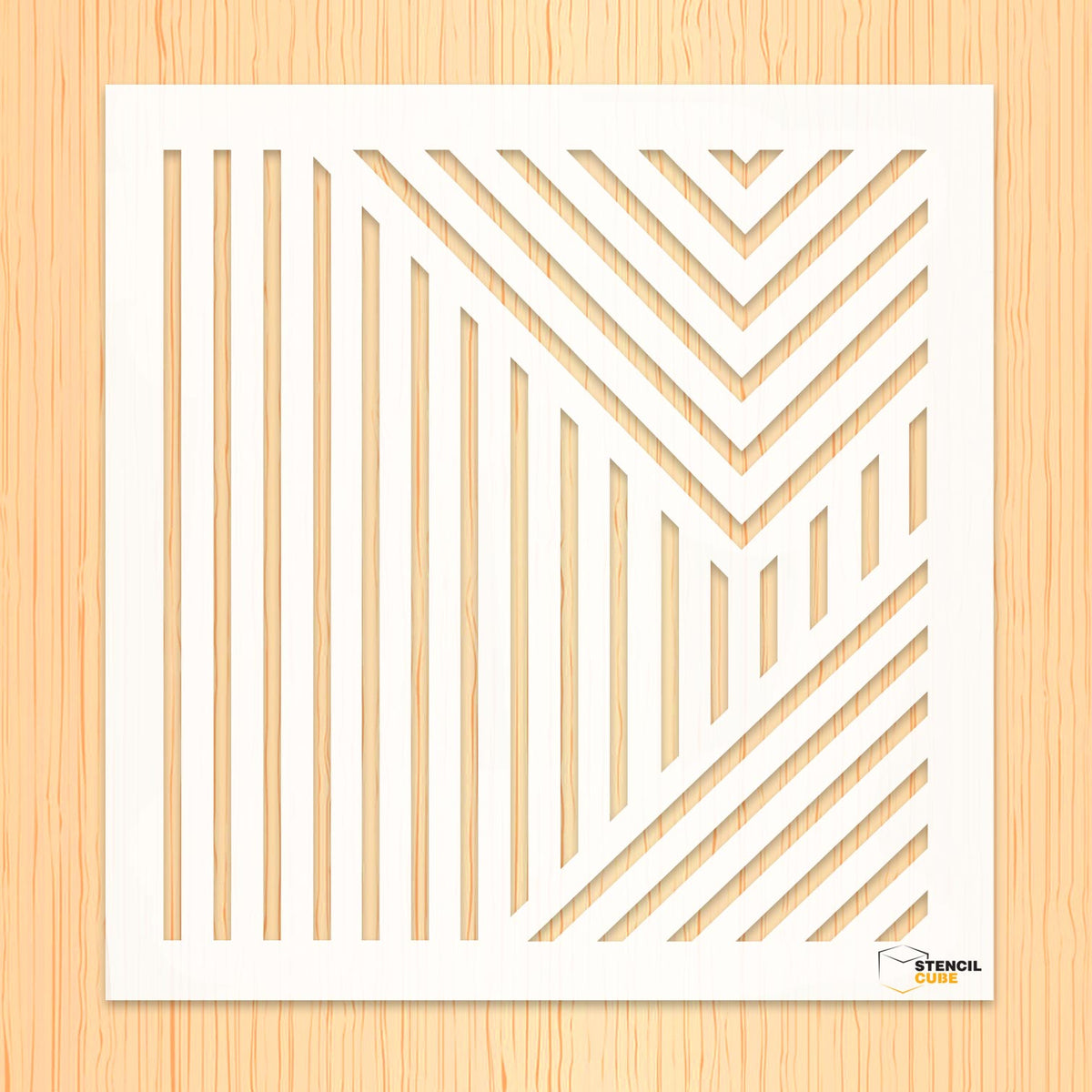 Line Wall Pattern Stencil | Stencilcube